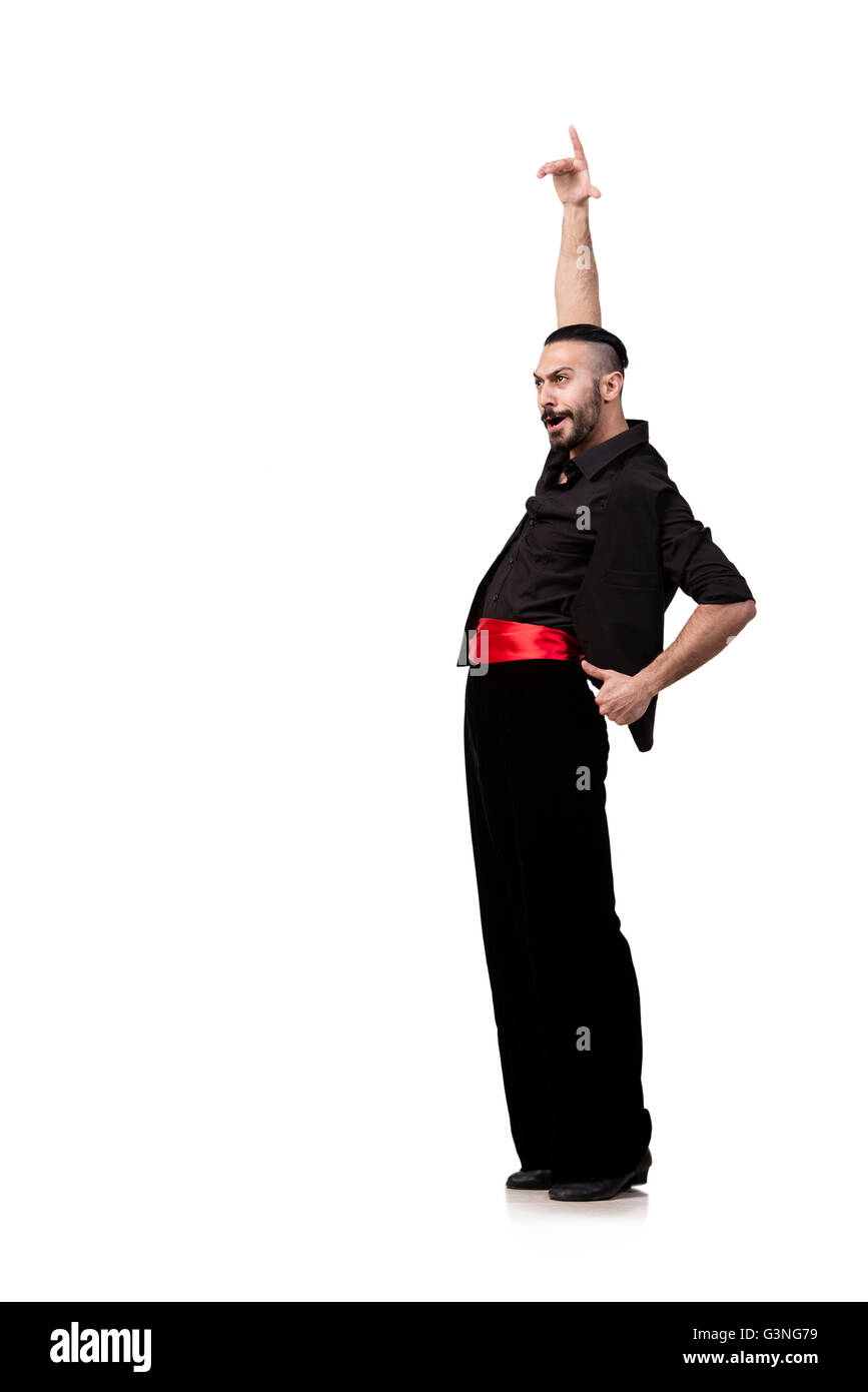Man dancer dancing spanish dances isolated on white Stock Photo - Alamy