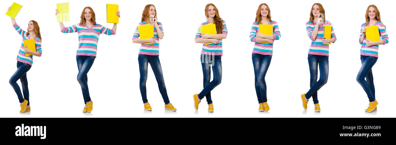 Young student with books isolated on white Stock Photo - Alamy