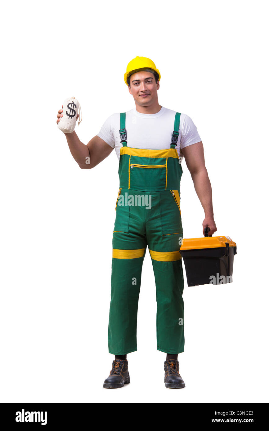 Man with toolbox isolated on the white background Stock Photo - Alamy