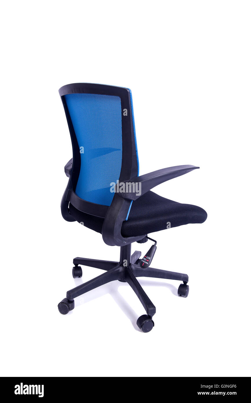 Blue office chair isolated on the white background Stock Photo - Alamy