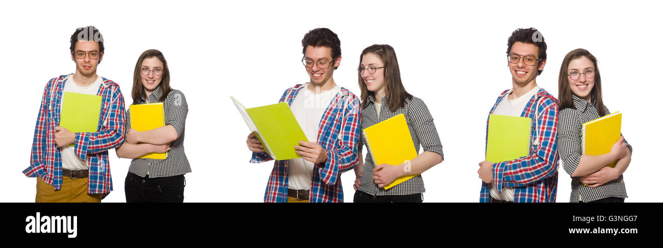 Pair of students isolated on white Stock Photo - Alamy