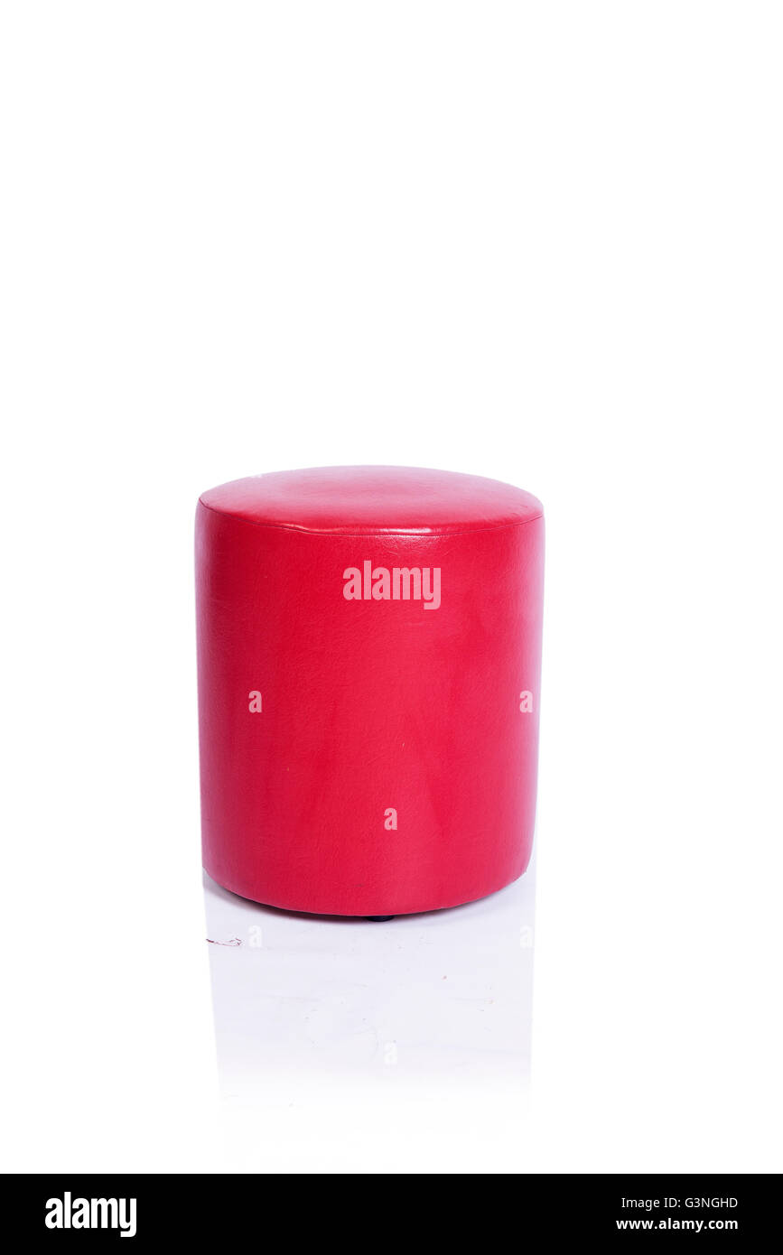 Red pouf chair furniture isolated on the white background Stock Photo ...