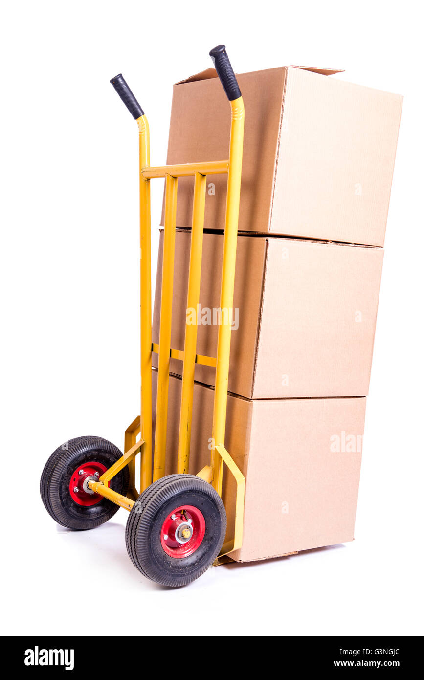 Shipping cart isolated on the white background Stock Photo - Alamy