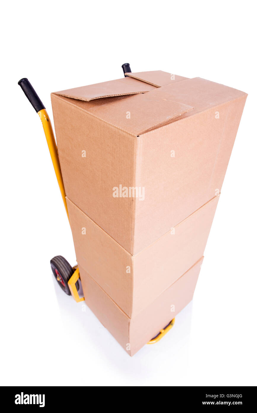 Shipping cart isolated on the white background Stock Photo - Alamy