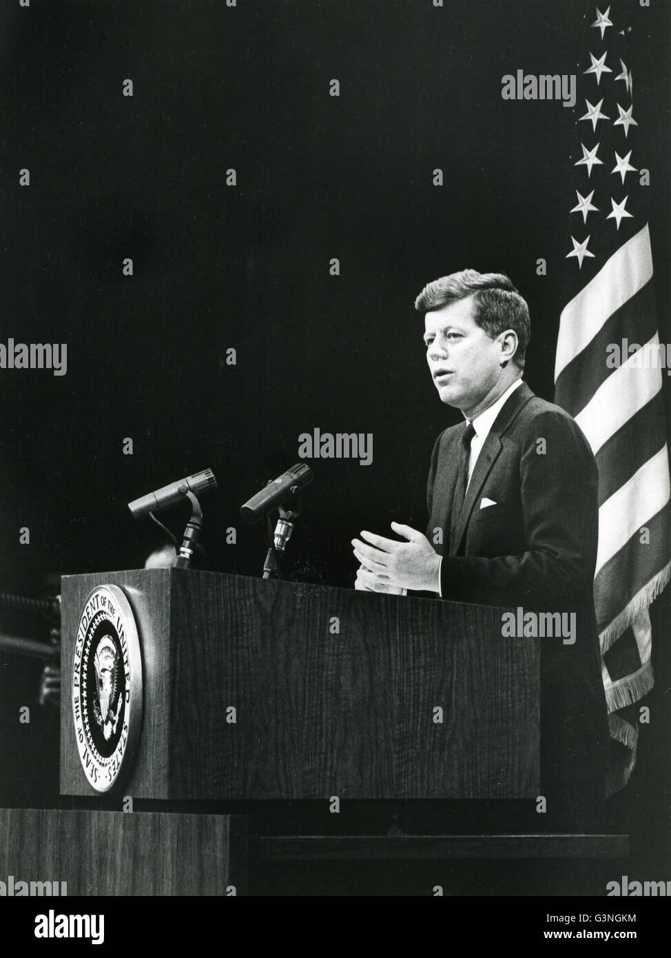 President John F. Kennedy delivers a Press Conference at the State ...