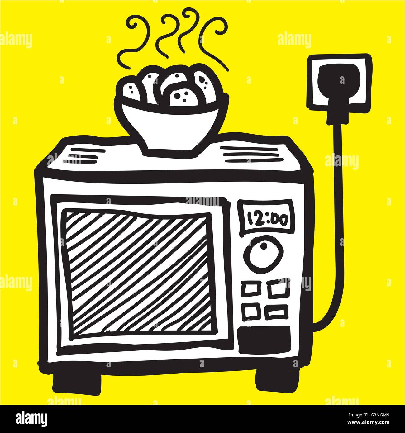 Microwave doodle icon with separated background and fill layers Stock ...