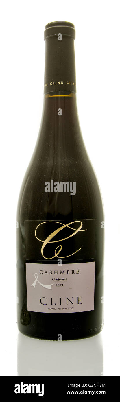 Winneconne, WI - 8 June 2016: Bottle of Cline cashmere wine on an ...