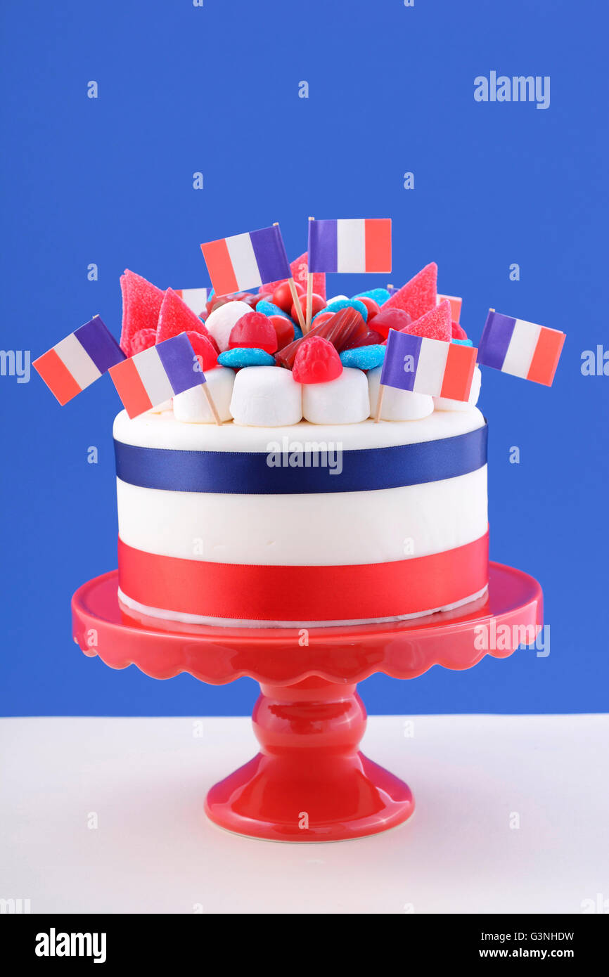 Happy Bastille Day celebration cake with flags, marshmallow and candy ...
