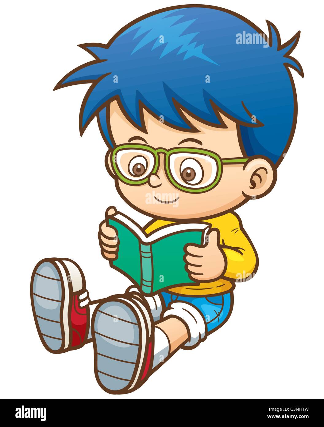 Vector illustration of cartoon Boy reading a book Stock Vector Image ...