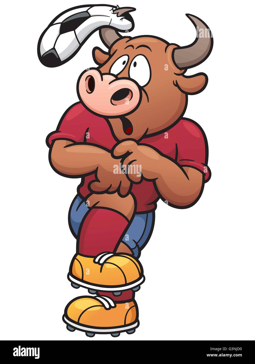Vector illustration of Cartoon Soccer player - Bull Stock Vector Image ...