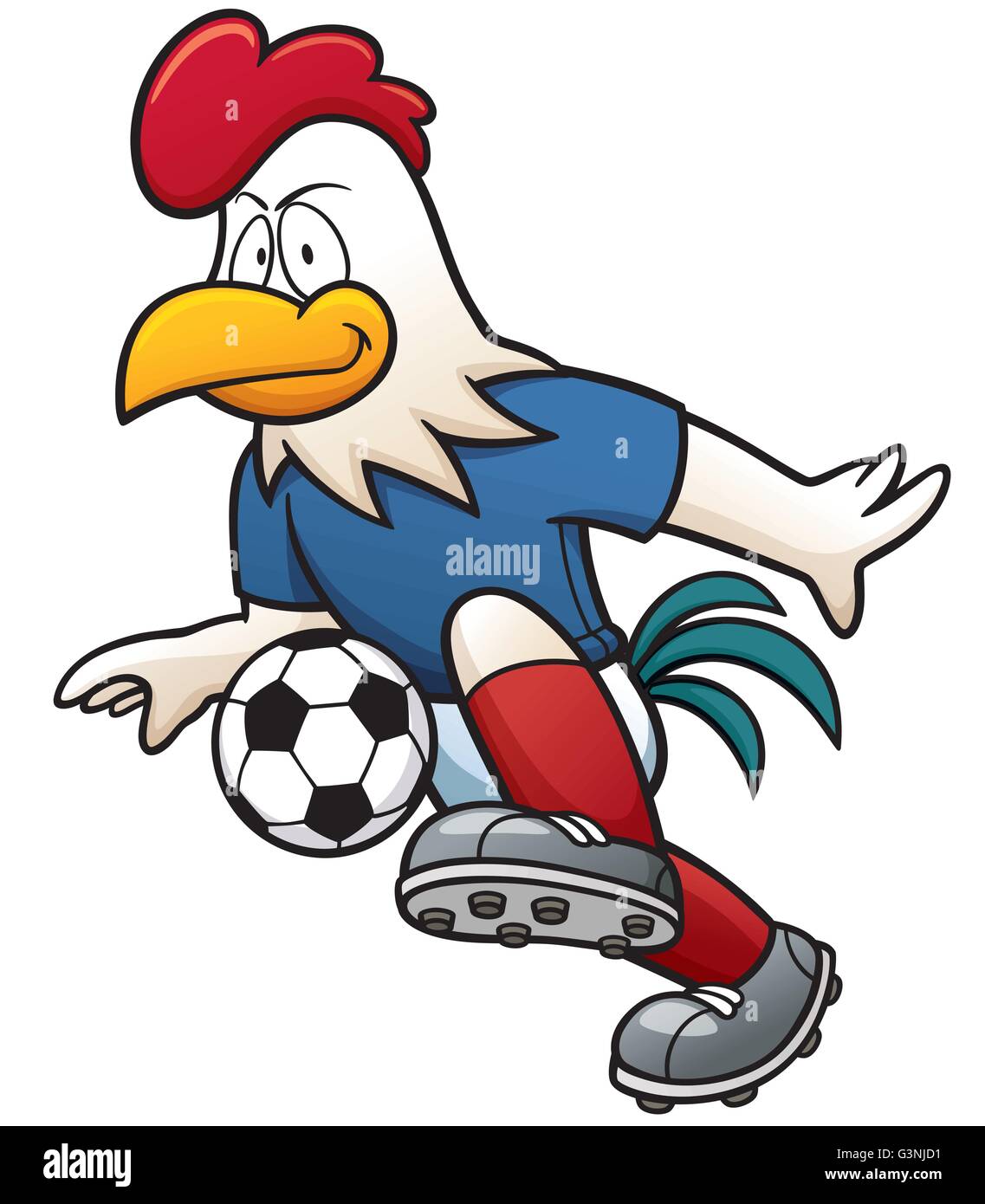 Vector illustration of Cartoon Soccer player - Rooster Stock Vector ...