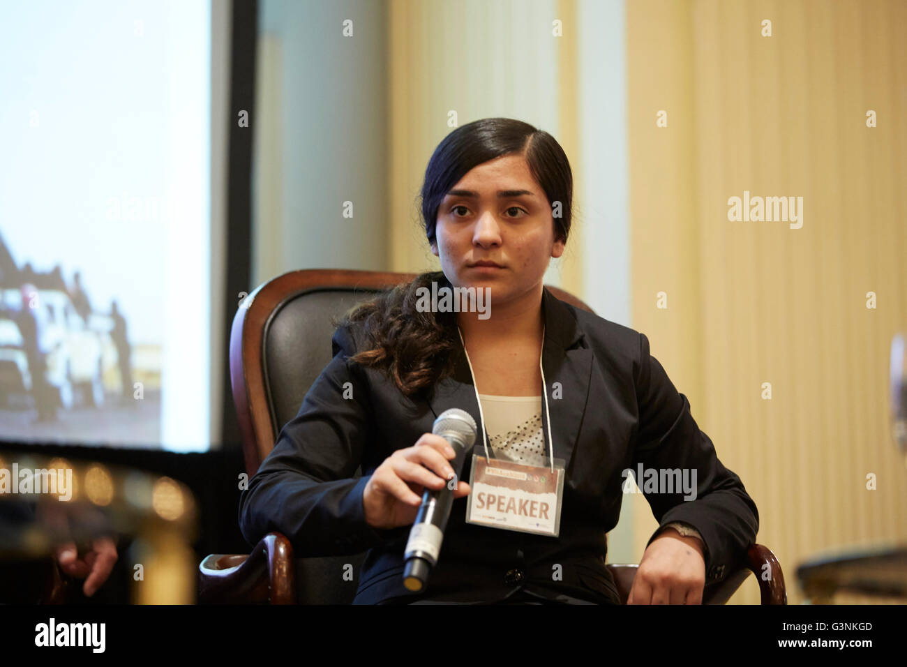New York, United States. 30th Apr, 2016. Samia Sleman Relates her ...
