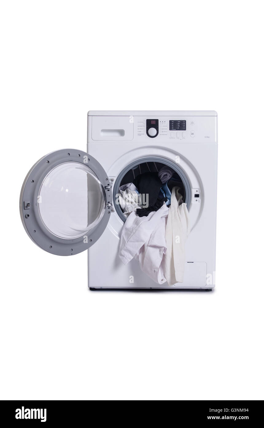Washing machine isolated on white background Stock Photo - Alamy