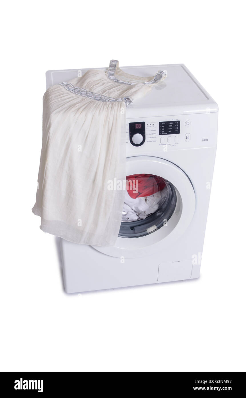 Washing machine isolated on white background Stock Photo - Alamy