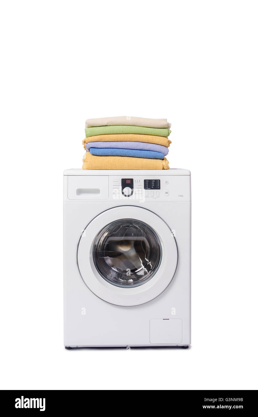 Washing machine isolated on white background Stock Photo - Alamy