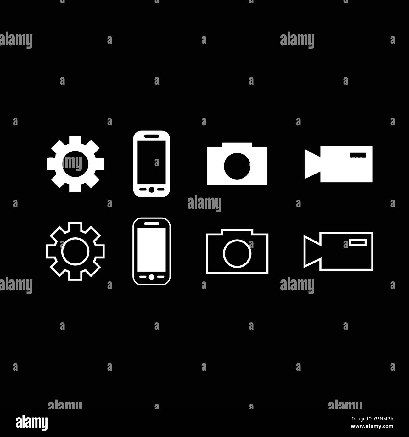 Set of trendy thin modern gadget icons in select and deselect Stock ...