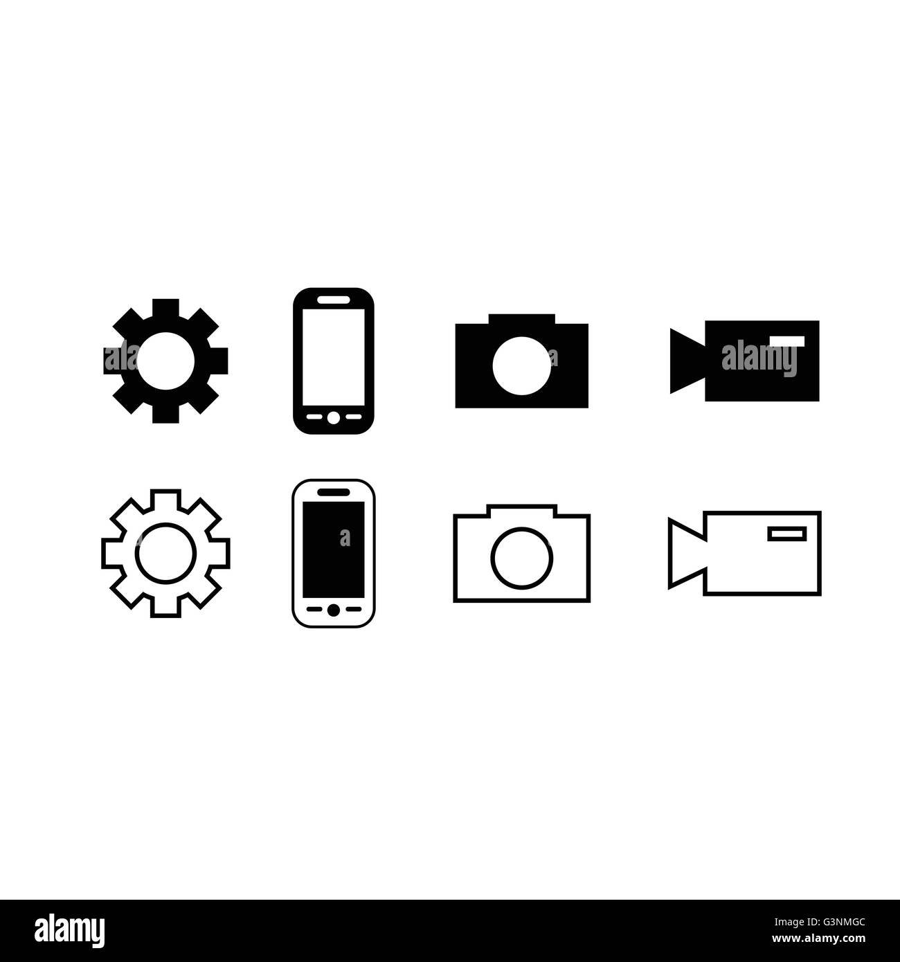 Set of trendy thin modern gadget icons in select and deselect Stock ...