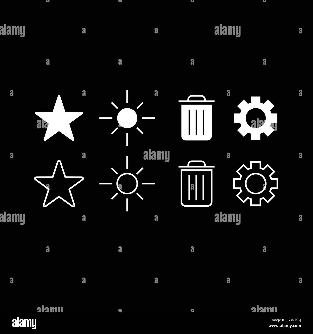 Set of trendy thin modern gadget icons in select and deselect Stock ...