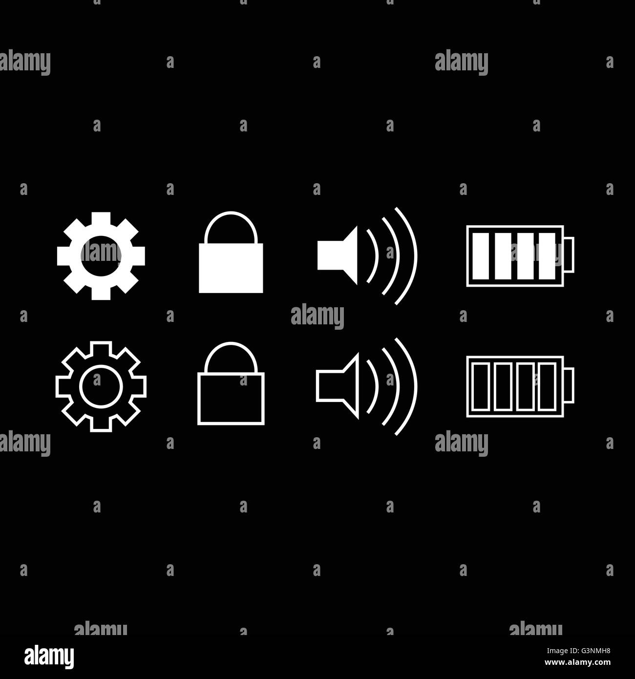 Set of trendy thin modern gadget icons in select and deselect Stock ...