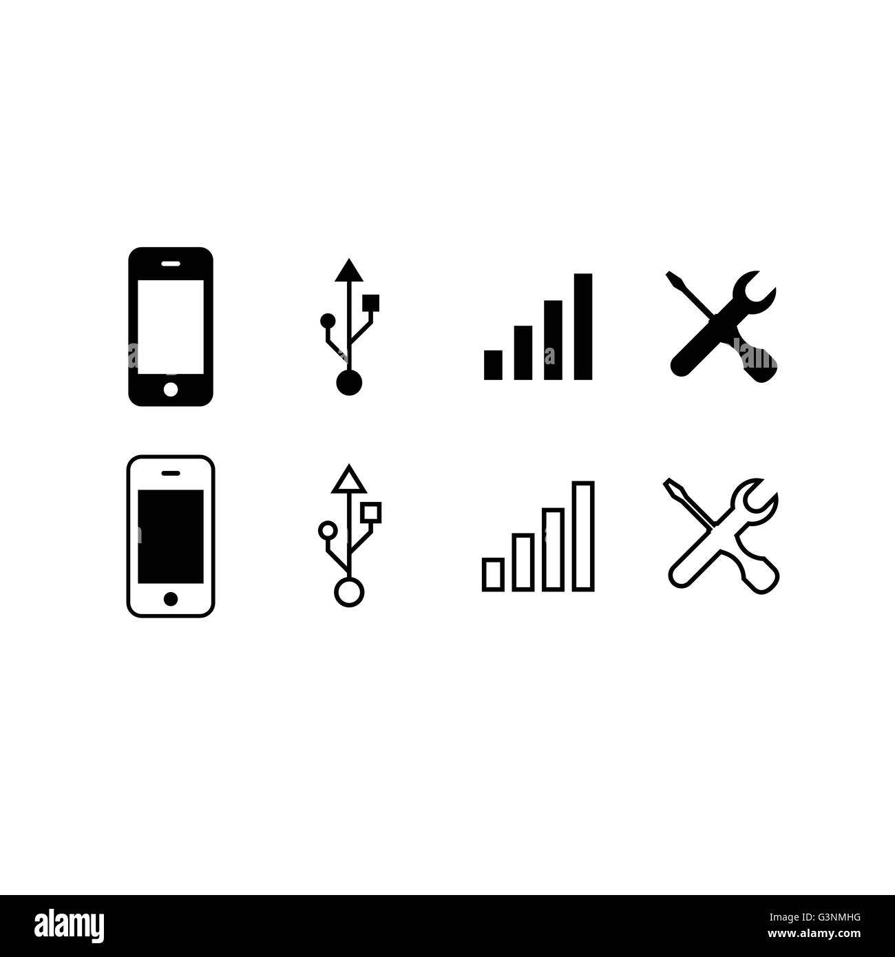 Set of trendy thin modern gadget icons in select and deselect Stock ...