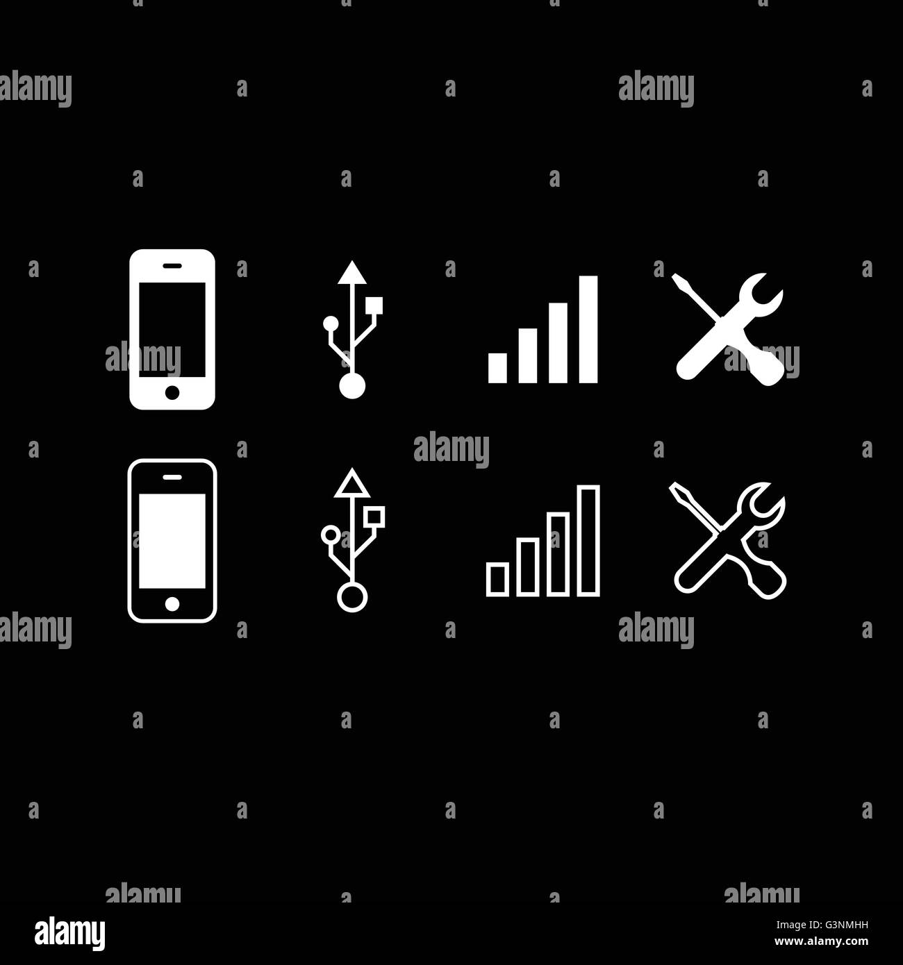 Set of trendy thin modern gadget icons in select and deselect Stock ...