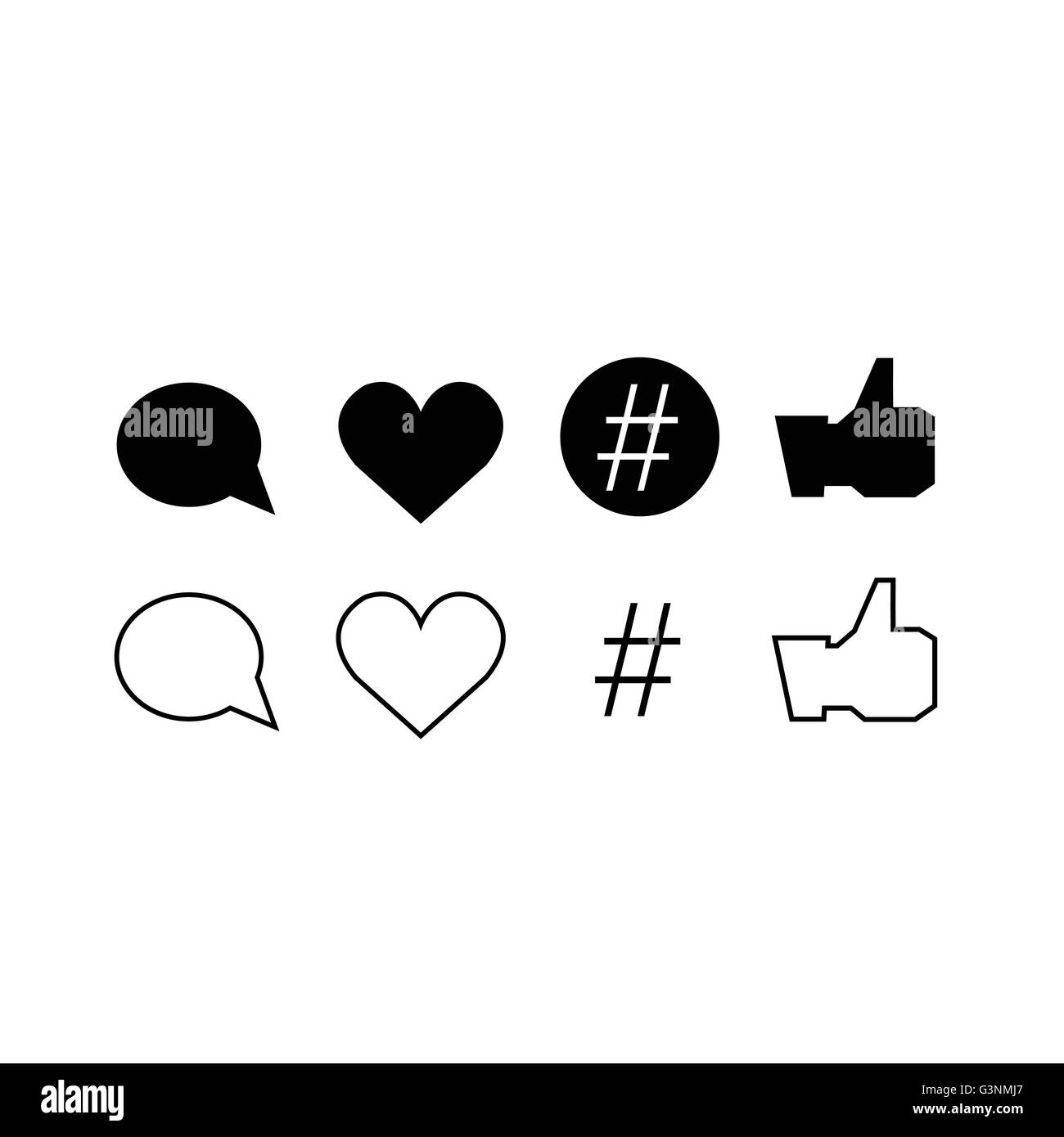Set of trendy thin modern social media icons in select and deselect ...