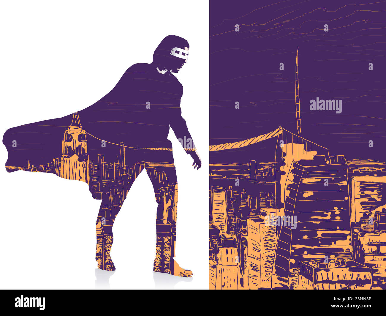 Superman and the city in concept Stock Photo - Alamy
