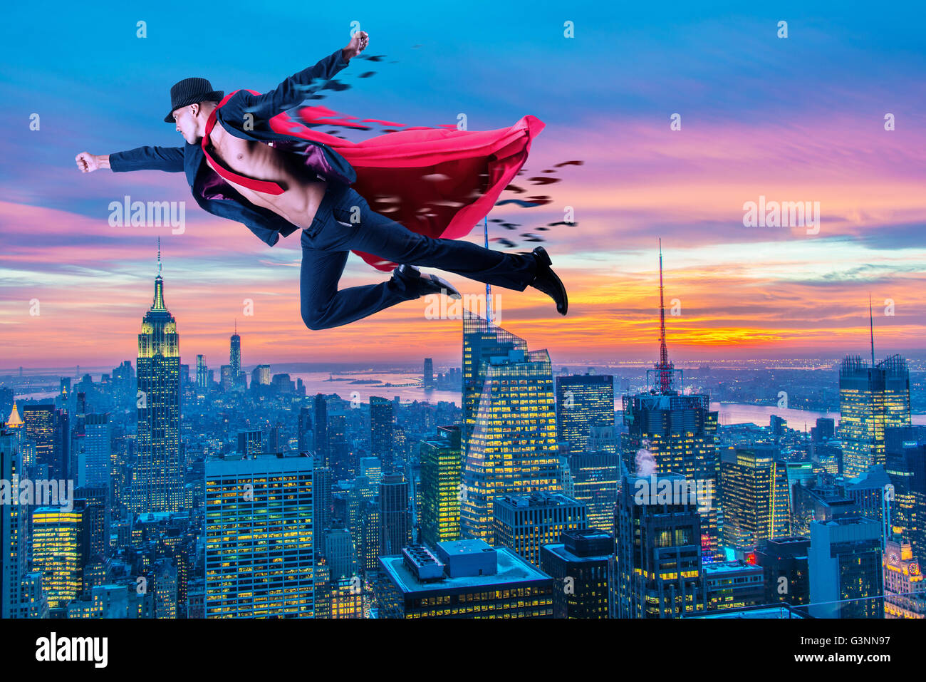 Superman and the city in concept Stock Photo - Alamy