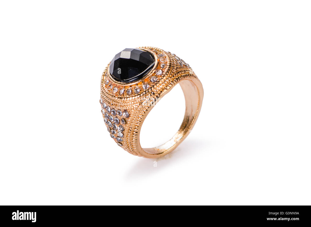 Golden ring isolated on white background Stock Photo - Alamy