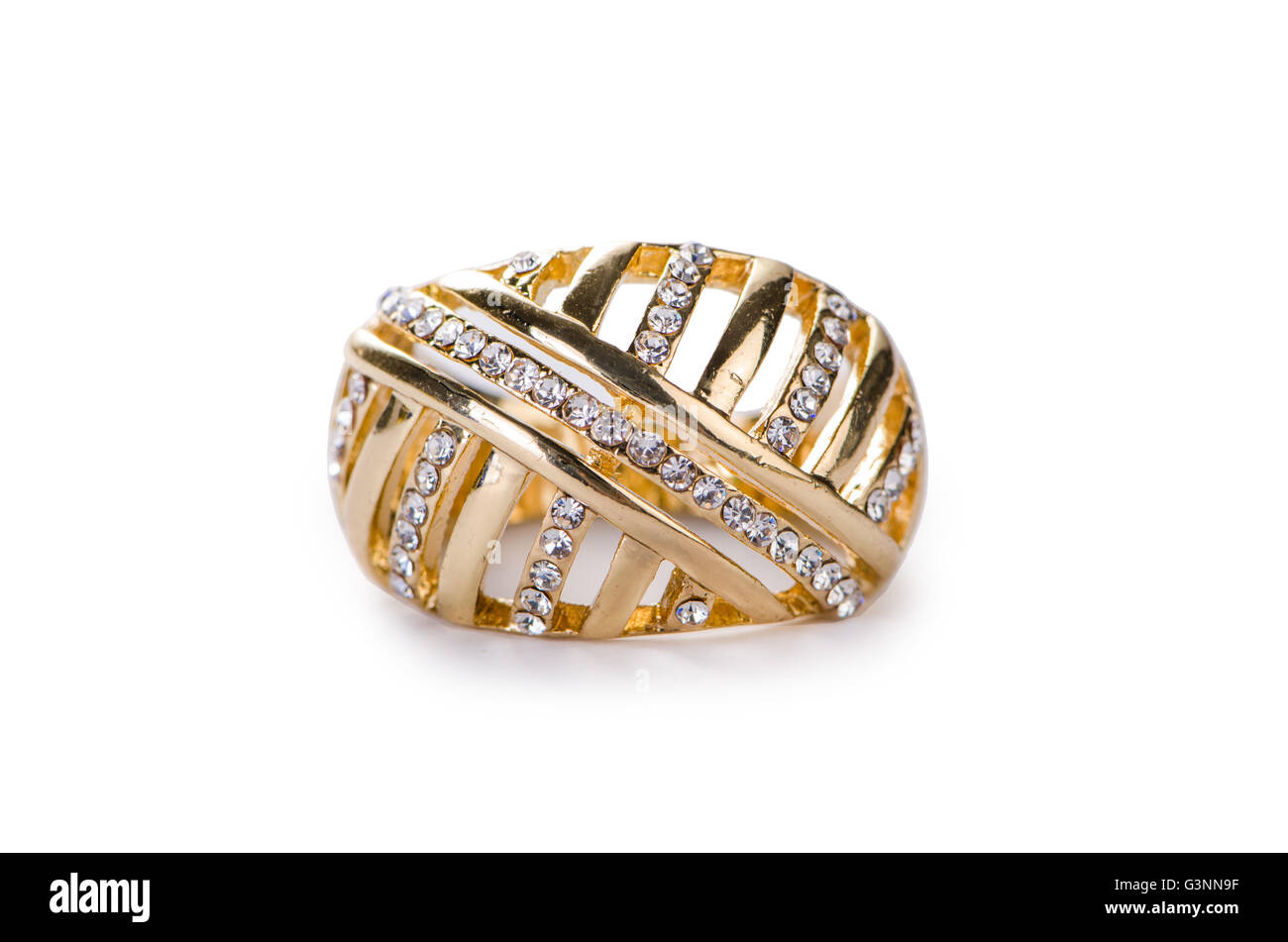 Golden ring isolated on white background Stock Photo - Alamy