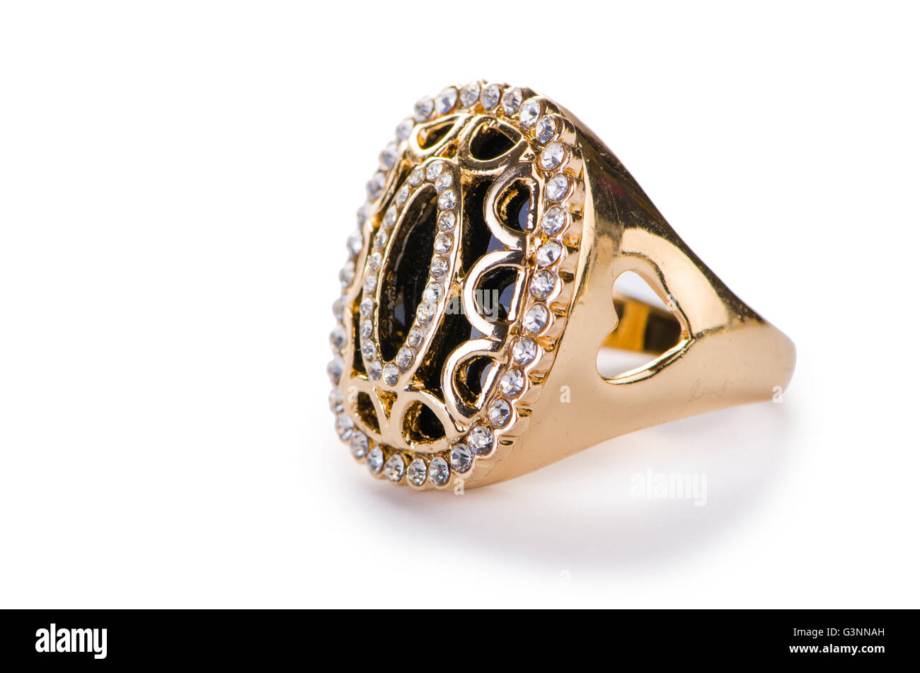 Golden ring isolated on white background Stock Photo - Alamy