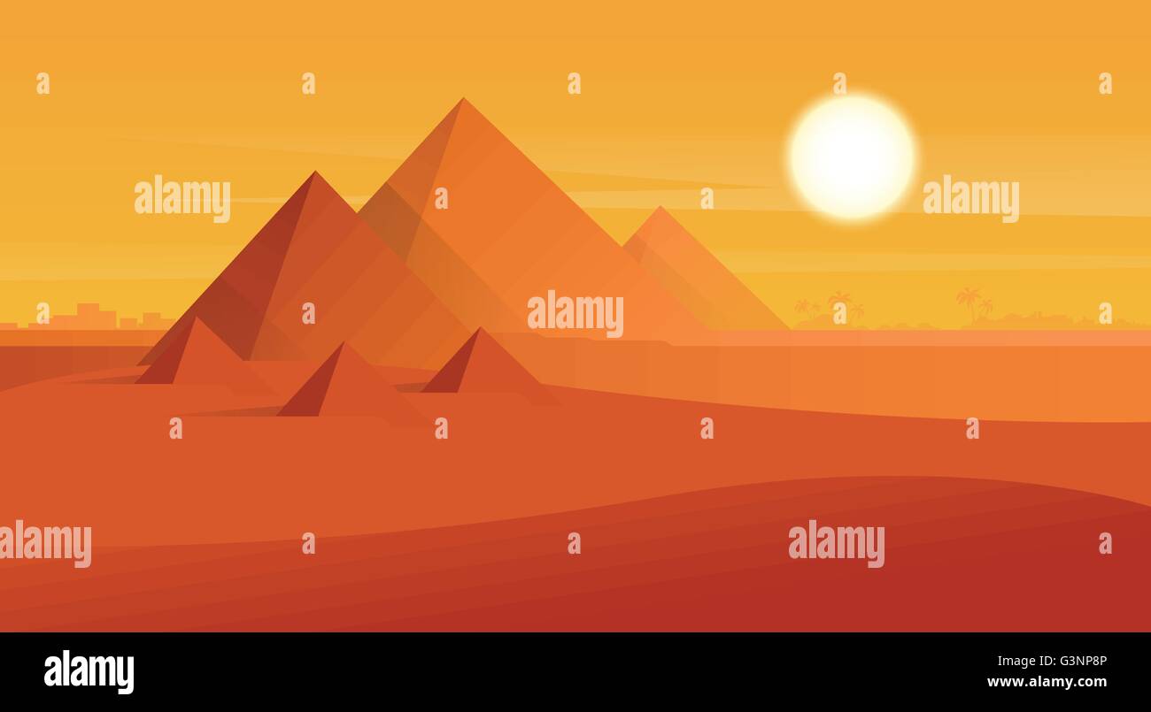 Desert View Egypt Pyramids Sunset Stock Vector Image & Art - Alamy