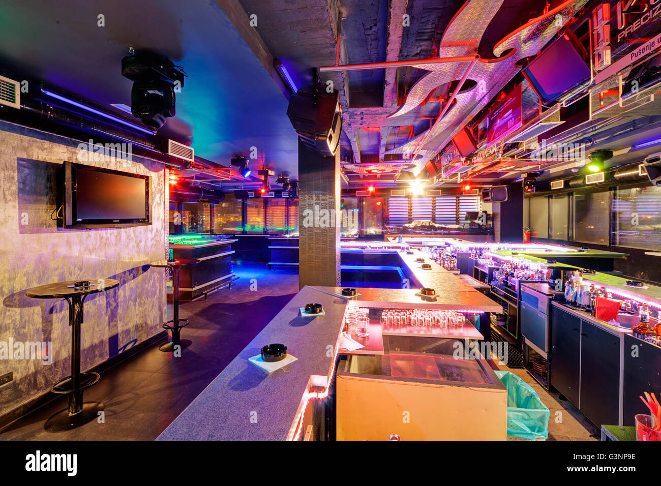 Interior of night club with vivid colors Stock Photo - Alamy