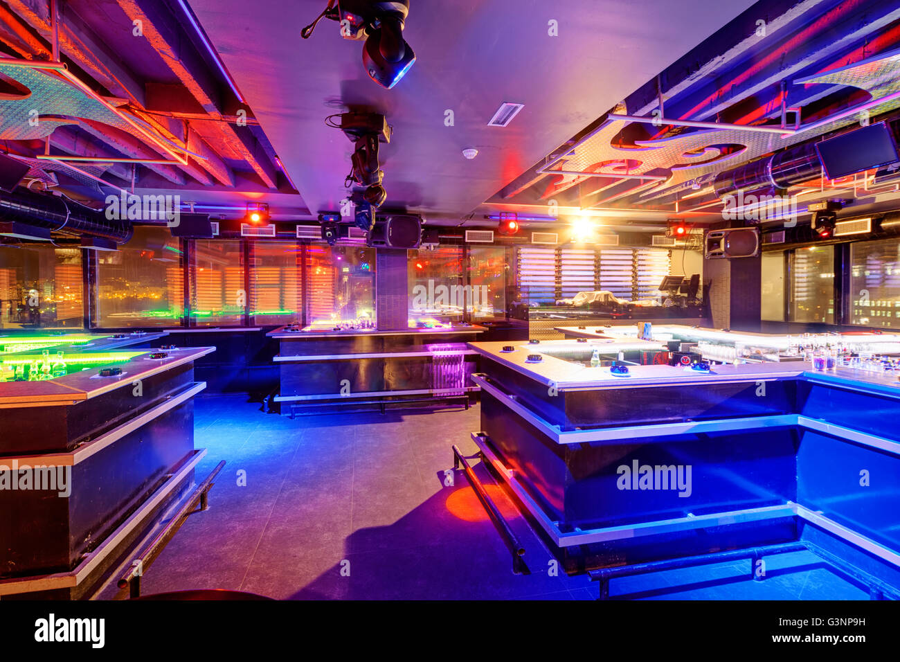 Interior of night club with vivid colors Stock Photo - Alamy