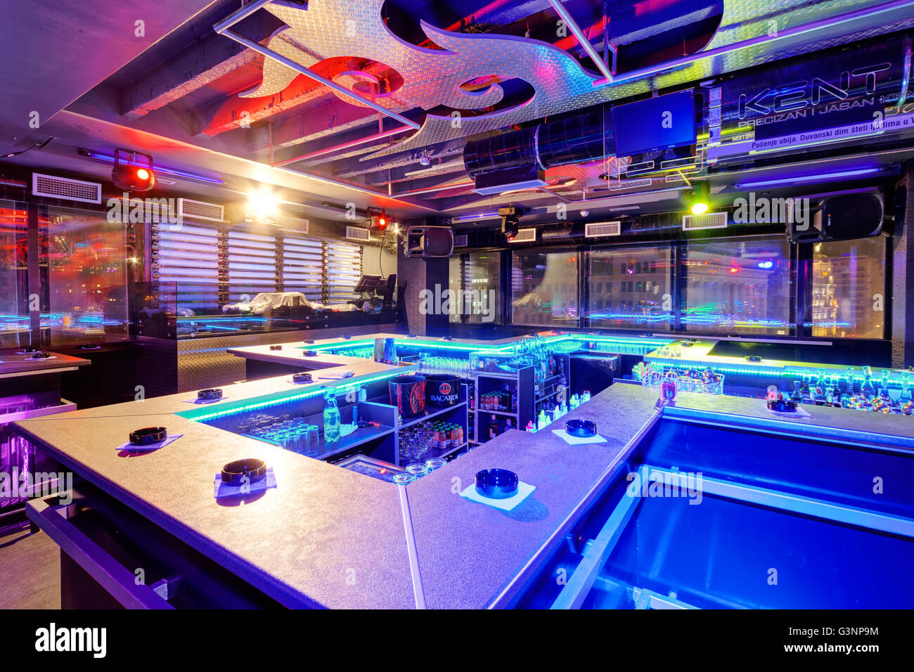 Interior of night club with vivid colors Stock Photo - Alamy