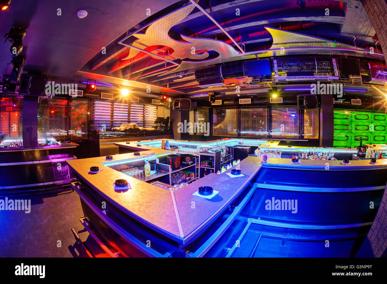 Interior of night club with vivid colors Stock Photo - Alamy