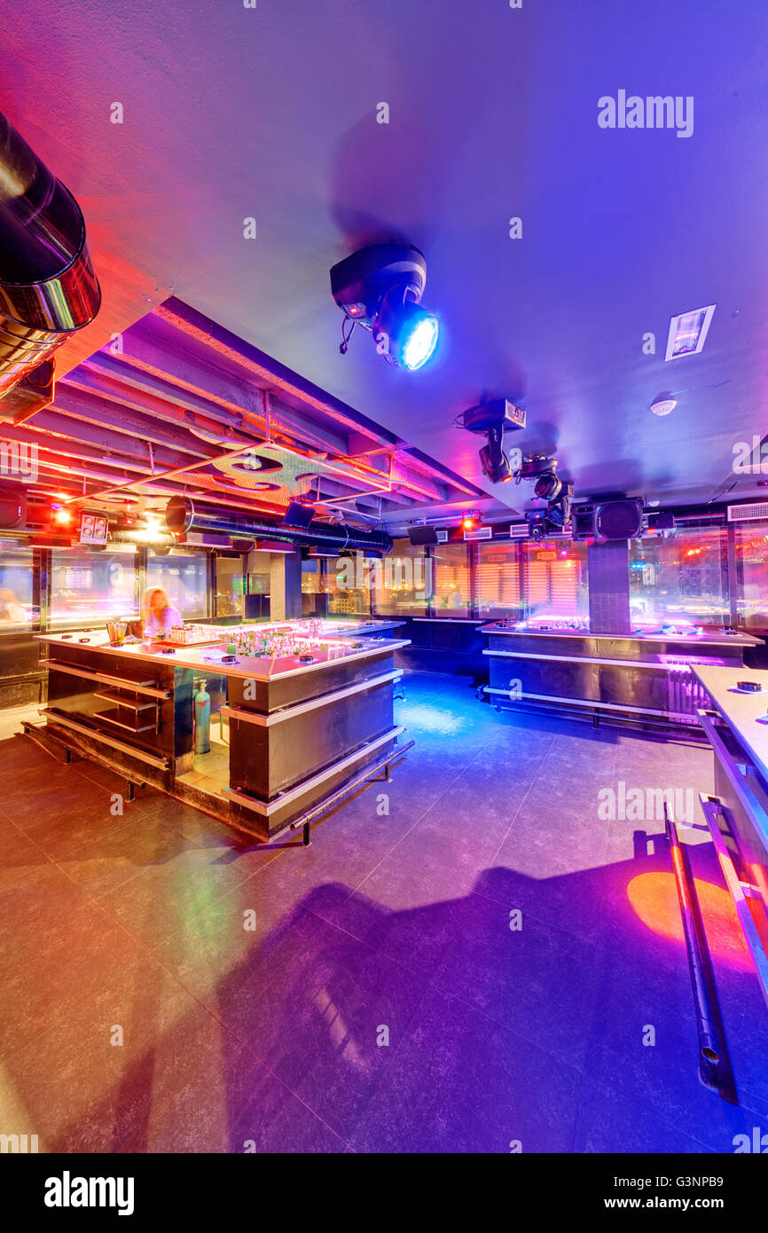 Interior of night club with vivid colors Stock Photo - Alamy