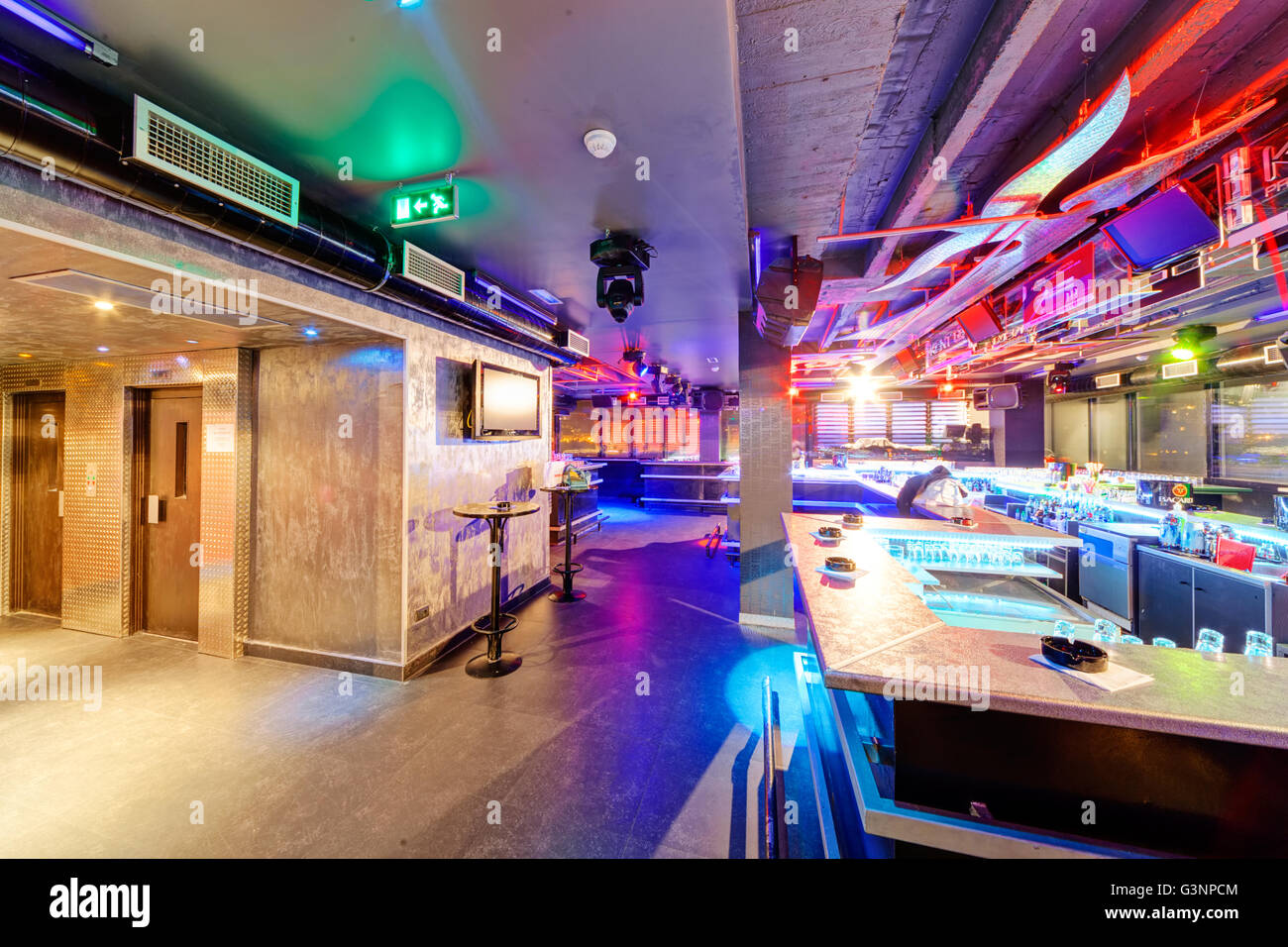 Interior of night club with vivid colors Stock Photo - Alamy