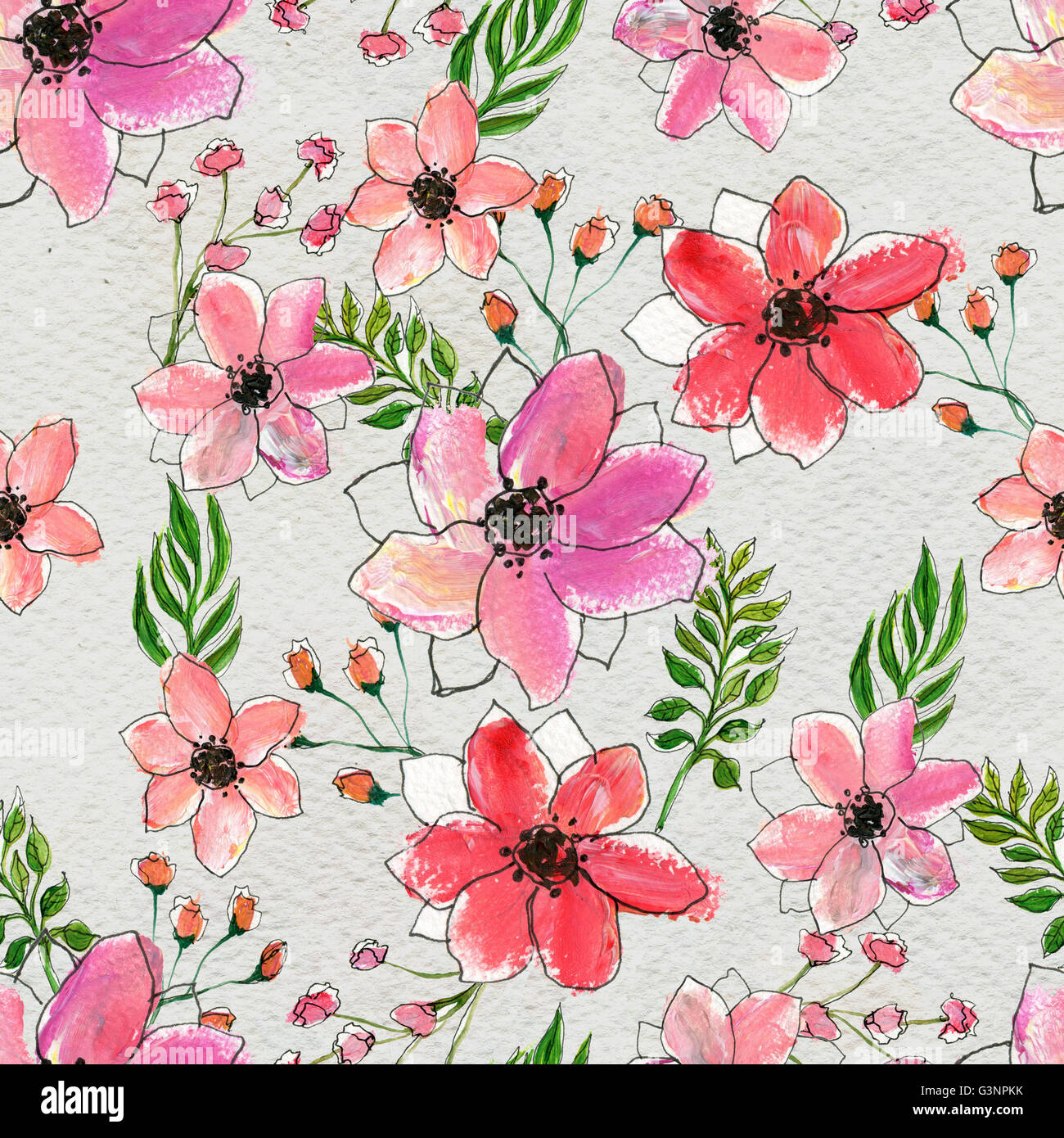 Seamless watercolor floral pattern Stock Photo - Alamy