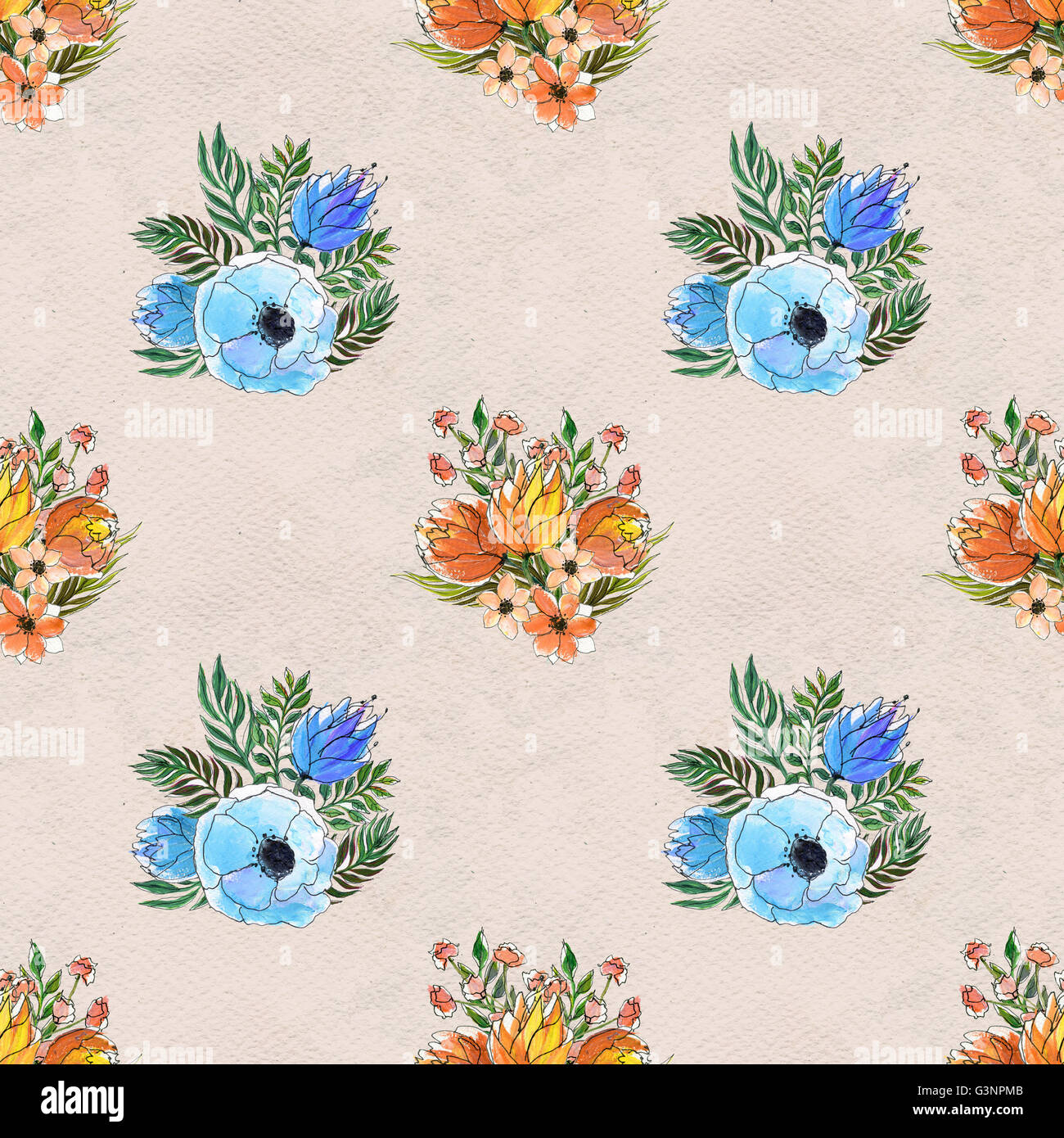 Seamless watercolor floral pattern Stock Photo - Alamy
