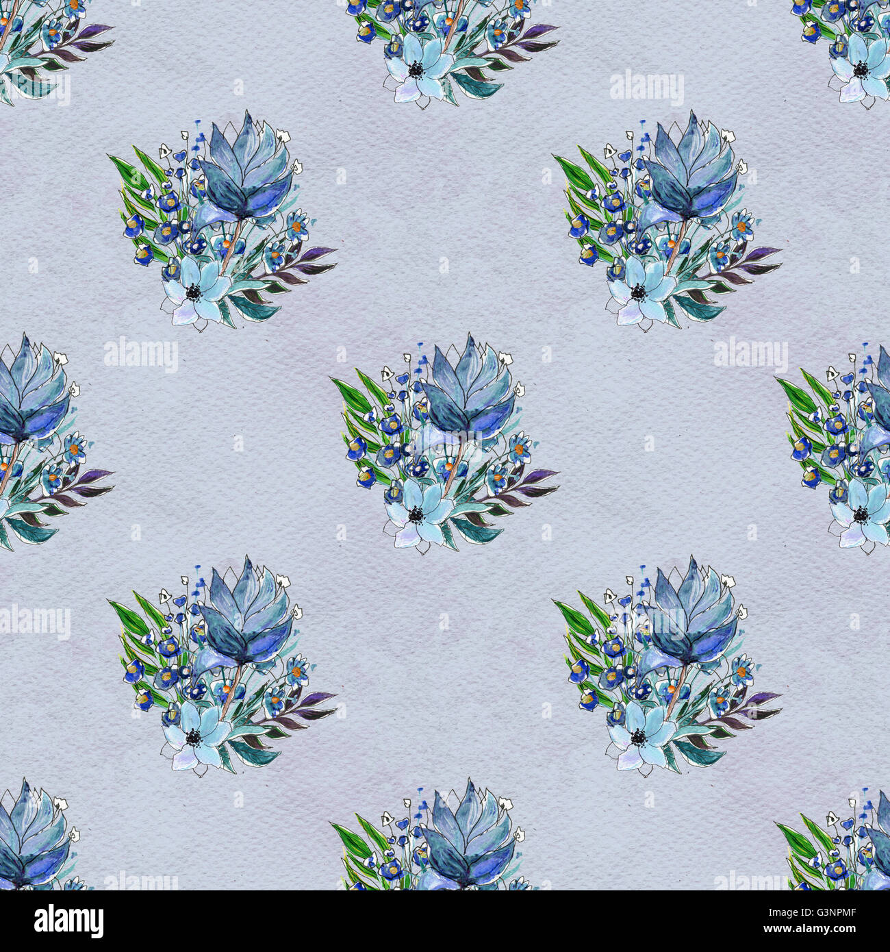 Seamless watercolor floral pattern Stock Photo - Alamy