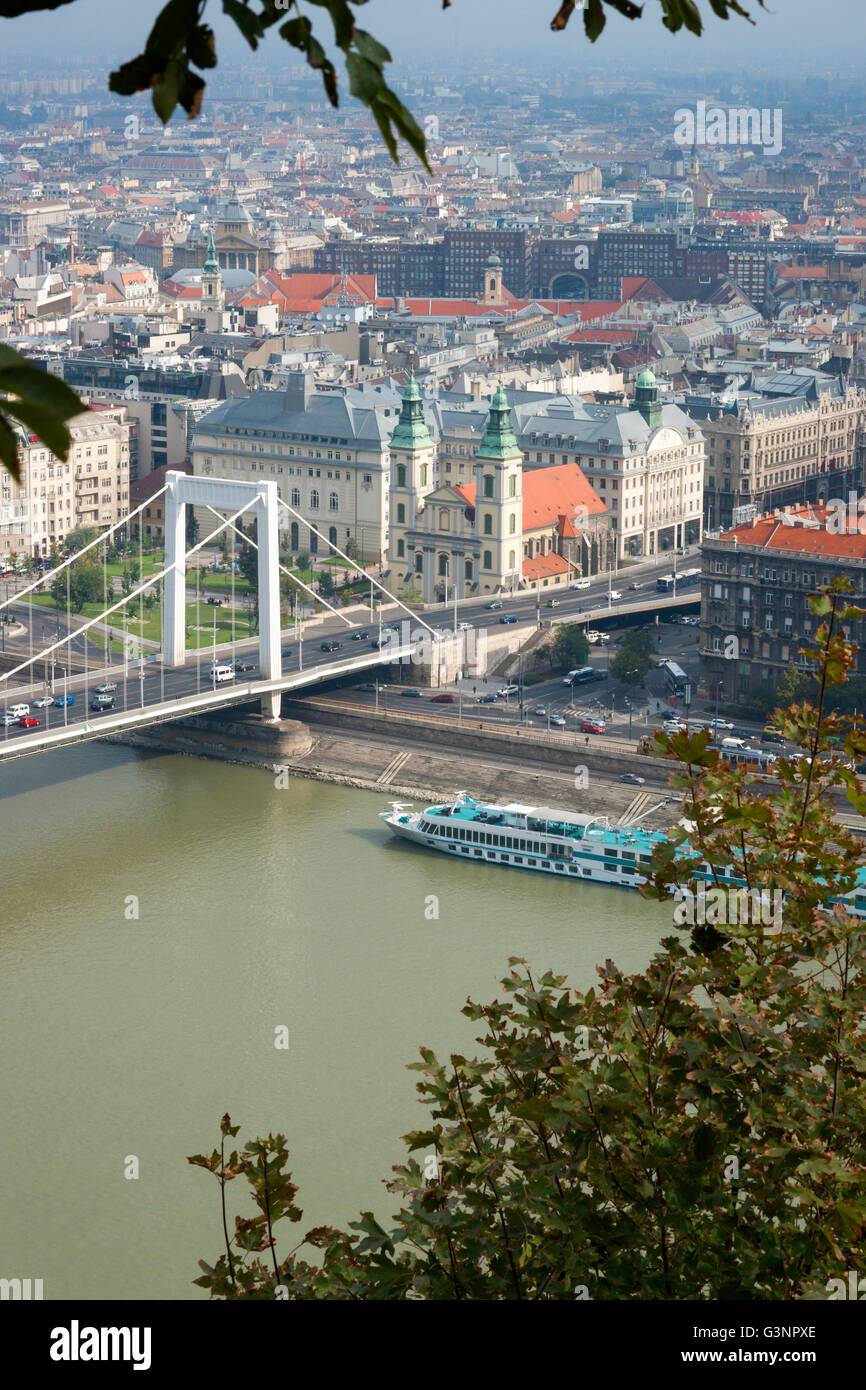 Panoramic view of Danube River and the Buda and Pest sides of the city ...
