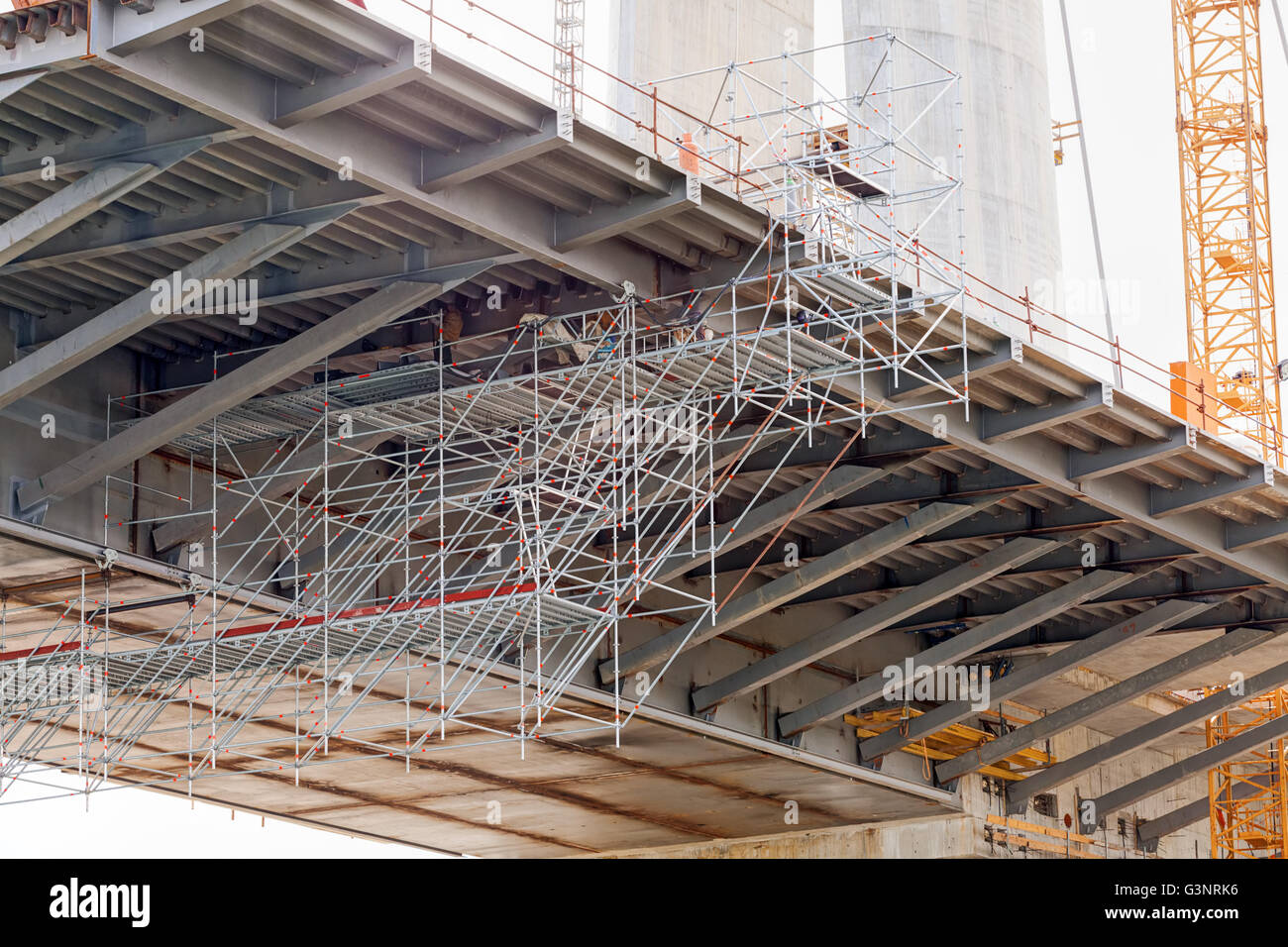 steel bridge construction with scaffolding Stock Photo - Alamy