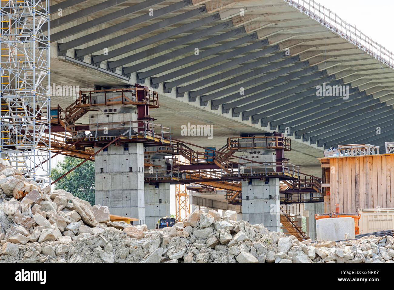steel bridge construction with scaffolding Stock Photo - Alamy