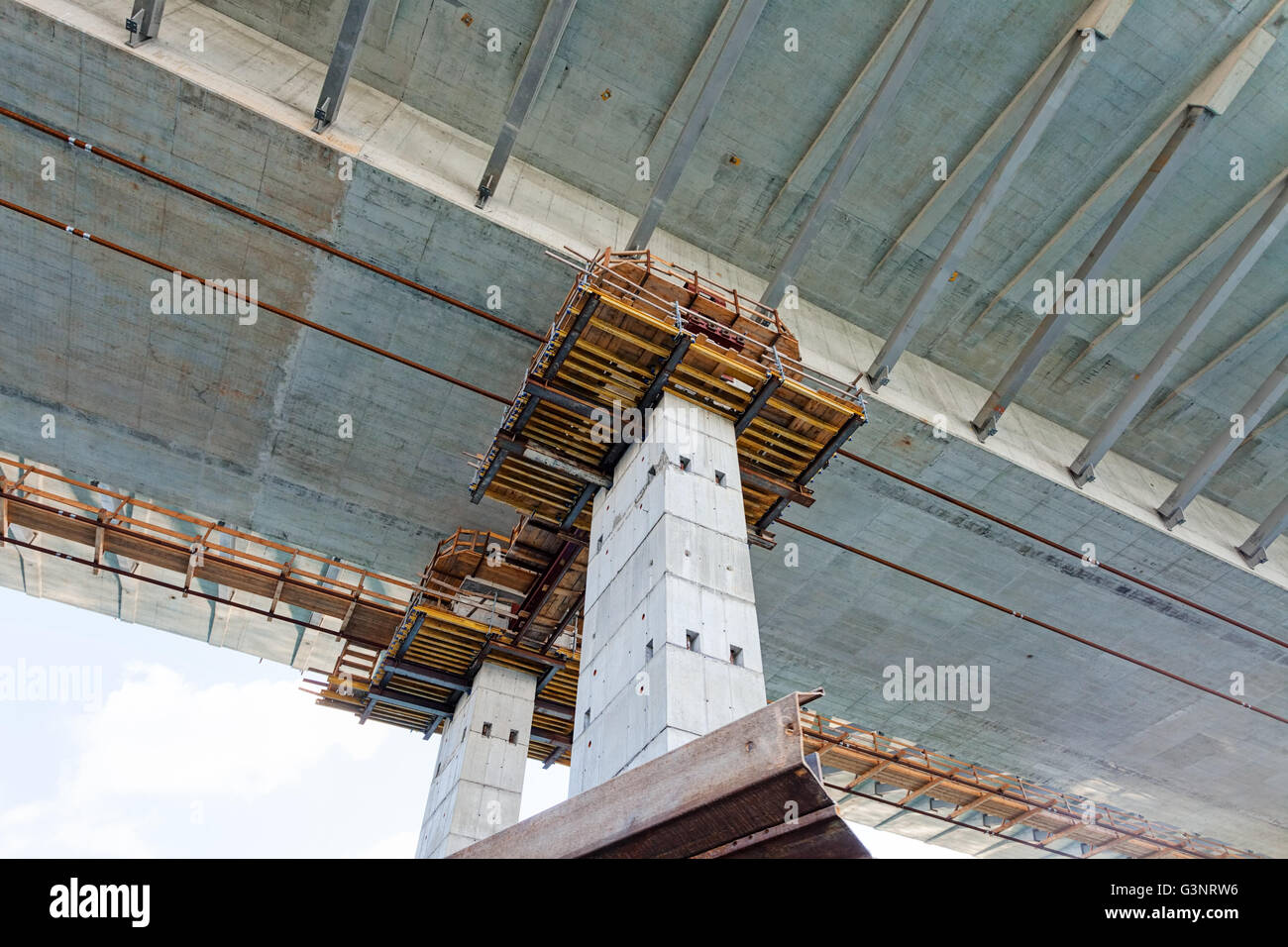 steel bridge construction with scaffolding and framework Stock Photo ...