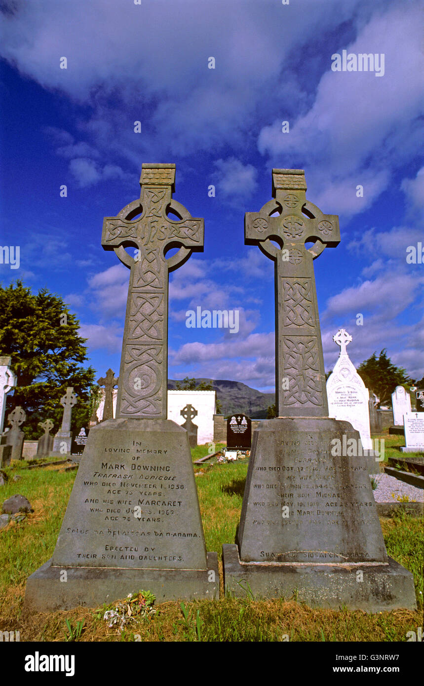 Tombs in the cemetery of Adrigole, Beara Peninsula, County Cork ...