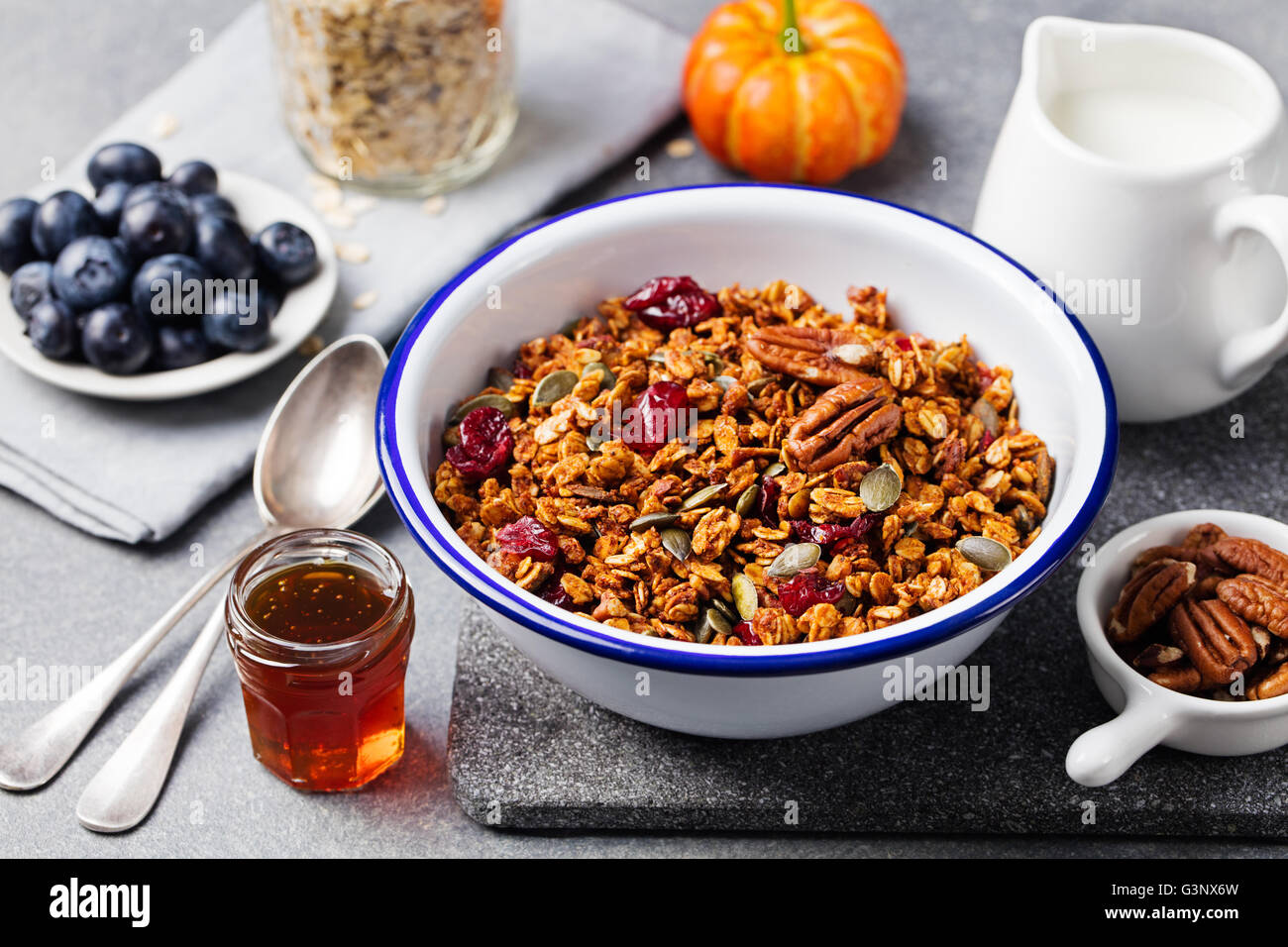 Granola, muesli with pumpkin, pecan, maple syrup Stock Photo - Alamy