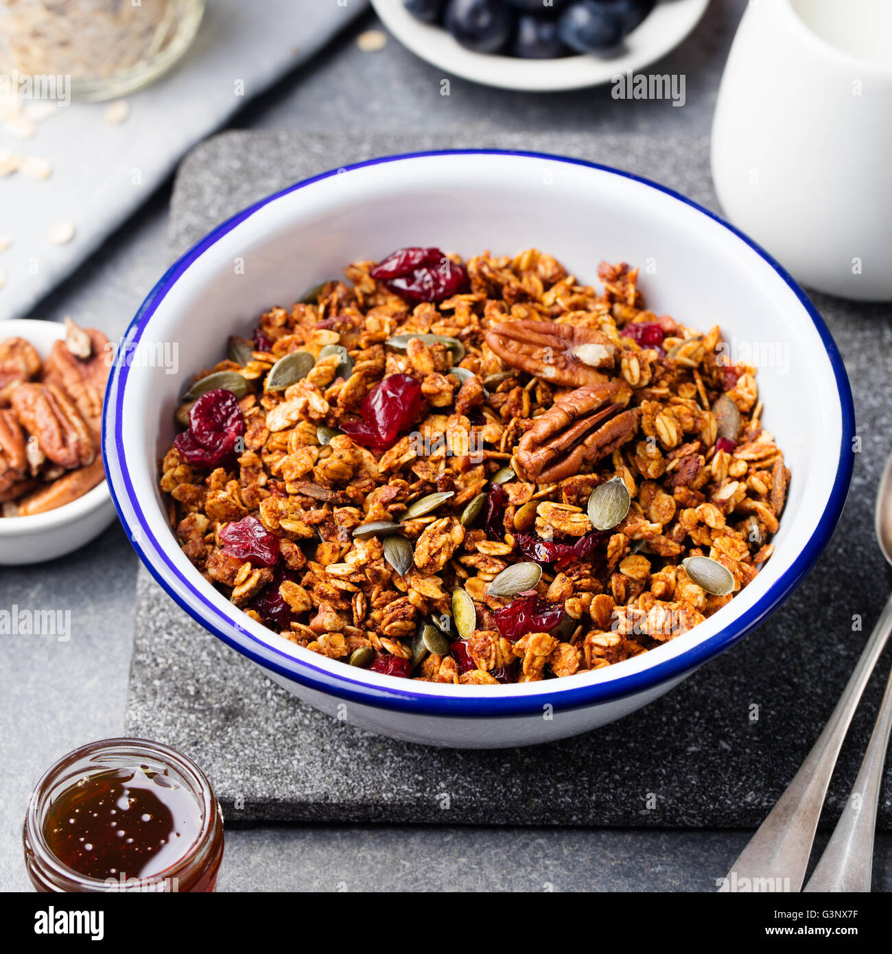 Granola, muesli with pumpkin, pecan, maple syrup Stock Photo - Alamy