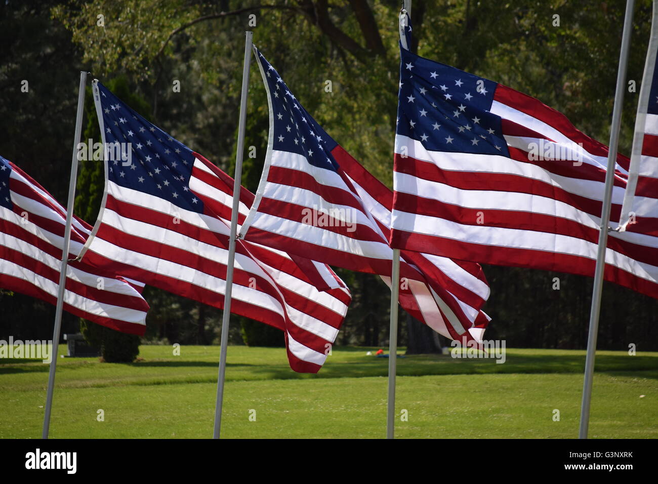 American Flags Flying Stock Photo - Alamy