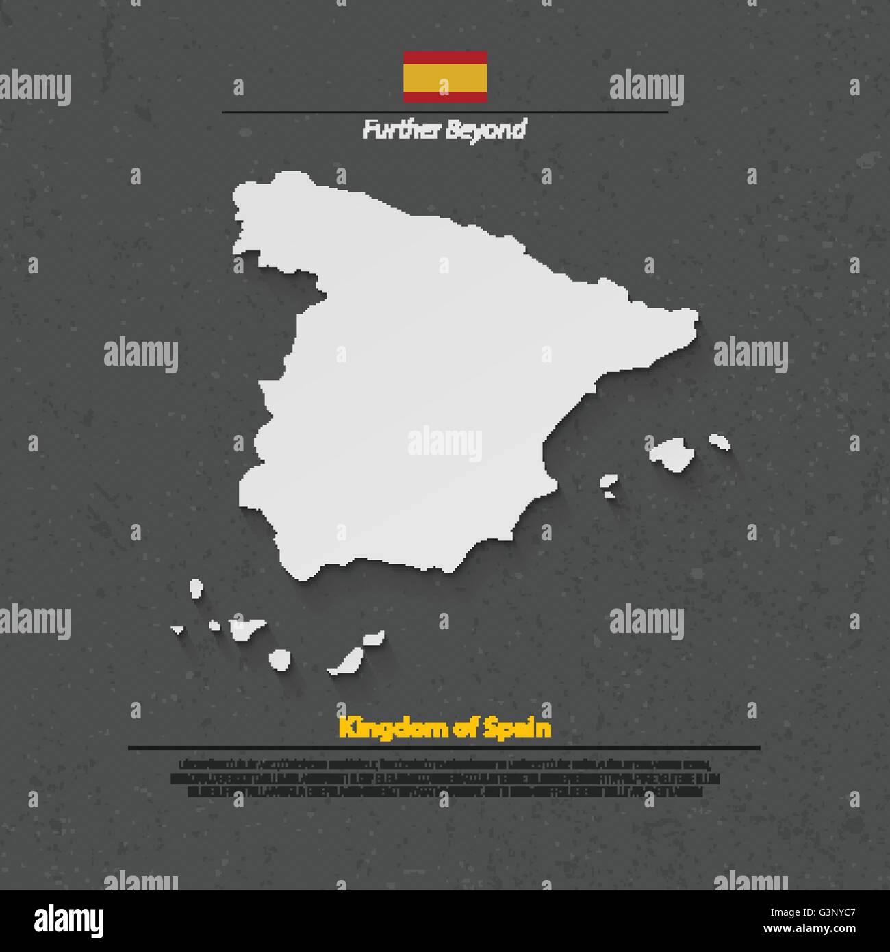 Kingdom of Spain isolated map and official flag icons. vector Spanish ...